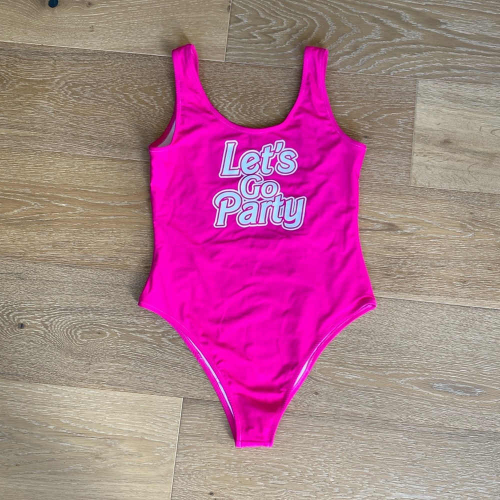 Barbie Pink Swim One Piece Swimsuit Size Medium - Gem